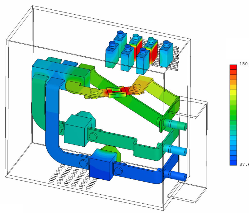 CFD thermal analysis of an electrical heart. Condution, convection and radiation heat transfer.